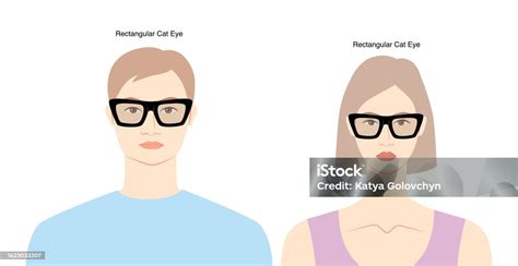 직사각형 고양이 눈 프레임 안경은 여성과 남성의 플랫 캐릭터 패션 액세서리 일러스트레이션입니다 선글라스 전면 View 개인