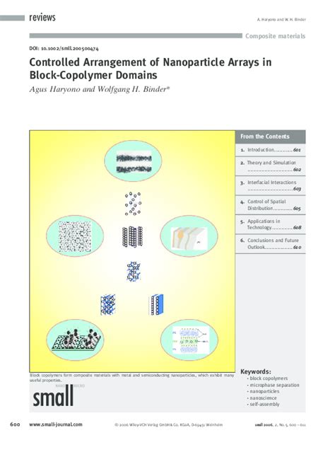 Pdf Nanoparticle Control In Block Copolymer Domains