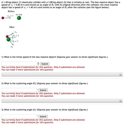 solved a 1 40 kg object 1 elastically collides with a