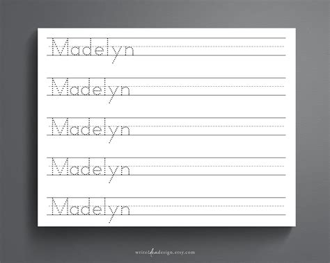 Personalized Cursive Name Tracing Sheet Cursive Name Writing Etsy Canada