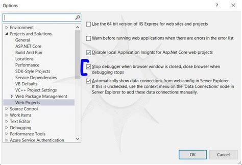 How To Prevent Visual Studio Debugging Stopping When Browser Closed