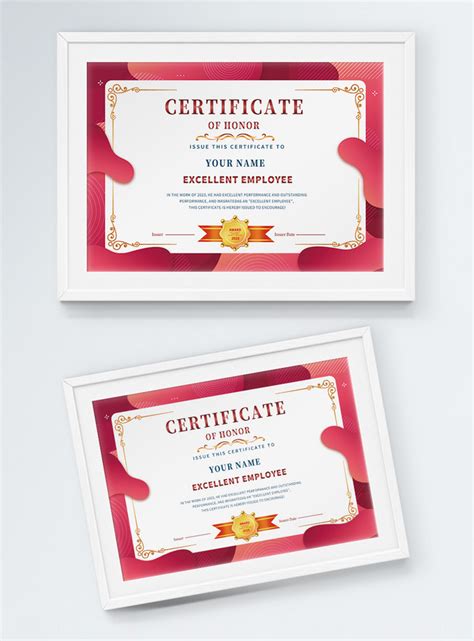 레드 패션 명예 증서 서식 파일 이미지 사진 402428466 무료 다운로드