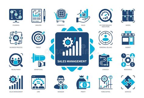 Sales Management Solid Icon Set Stock Vector Illustration Of Database Management 295685976