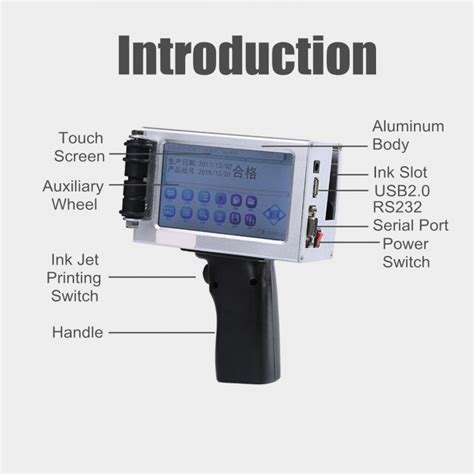 5inch 600dpi Led Screen Handheld Smart Date Coder Inkjet Printer Ink