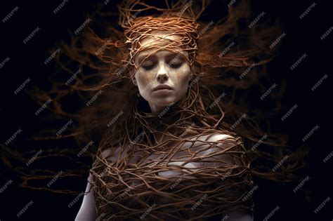 Premium Photo There Is A Woman With A Head Of Hair Wrapped In Wires