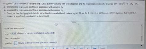 Solved Suppose X1 Is A Numerical Variable And X2 Is A Dummy