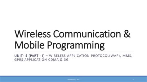 Unit 4 Wireless Communication And Mobile Programming Pdf