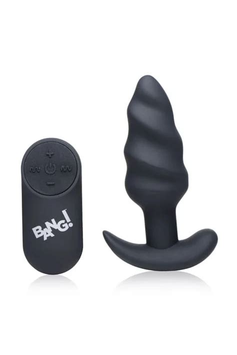 Silicone Swirl Vibrating Butt Plug With Remote Control Black
