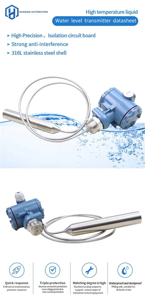 4 20mA Hydrostatic Fuel Submersible Stainless Steel Oil Level Transmitter