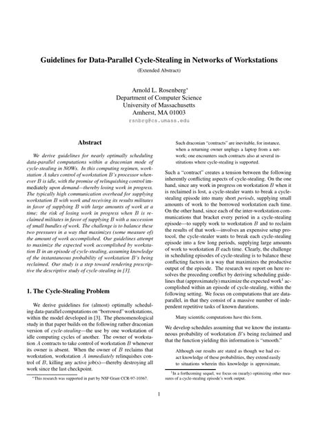 Pdf Guidelines For Data Parallel Cycle Stealing In Networks Of Workstations