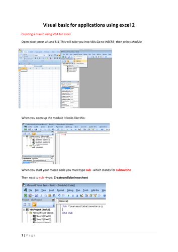 Creating Macro Using Vba And Assigning To A Button Teaching Resources