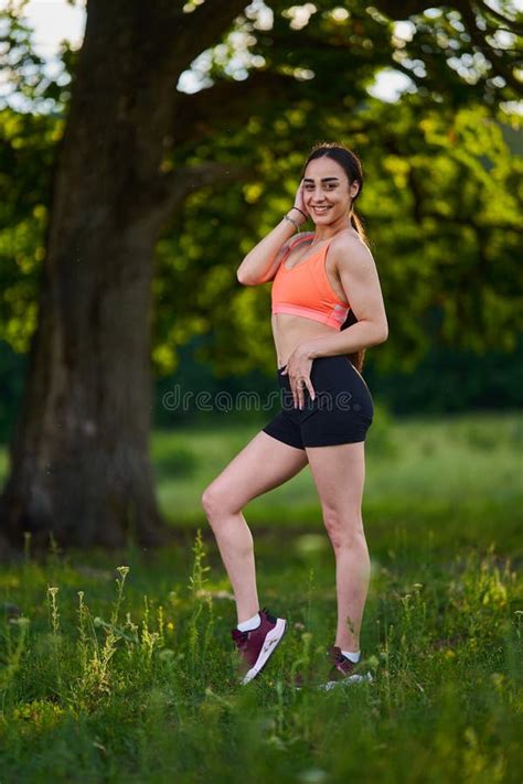 Fitness Model Posing Outdoor Stock Photo Image Of Girl Peaceful