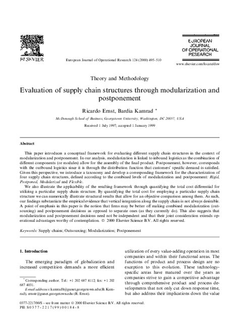 Pdf Evaluation Of Supply Chain Structures Through Modularization And