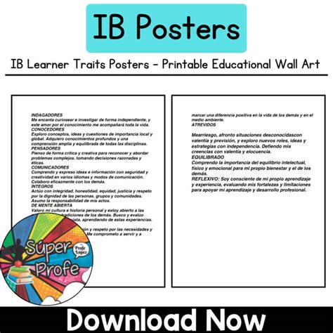 Ib Learner Traits Posters Printable Educational Wall Art By Espanol Plus