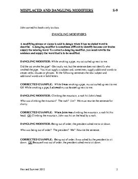 Lesson Plan Misplaced Modifiers By English Teaching Lesson Plans Grades 7 12