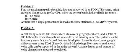 Solved Problem 1 Find The Maximum Peak Downlink Data Rate