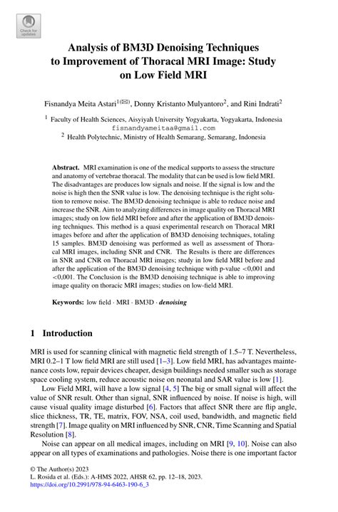 Pdf Analysis Of Bm3d Denoising Techniques To Improvement Of Thoracal