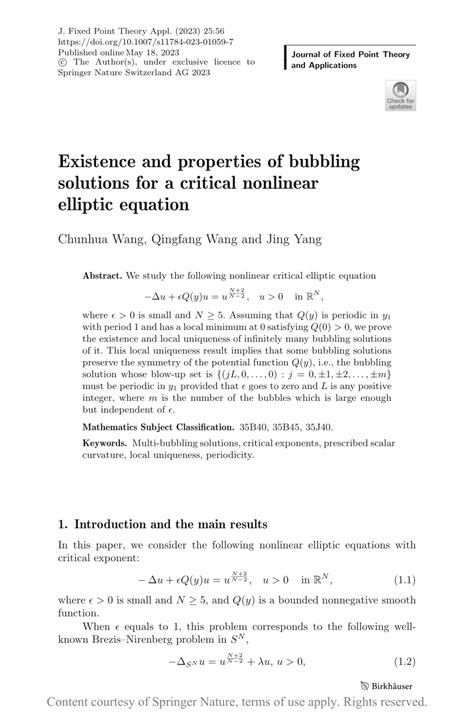 Existence And Properties Of Bubbling Solutions For A Critical Nonlinear Elliptic Equation