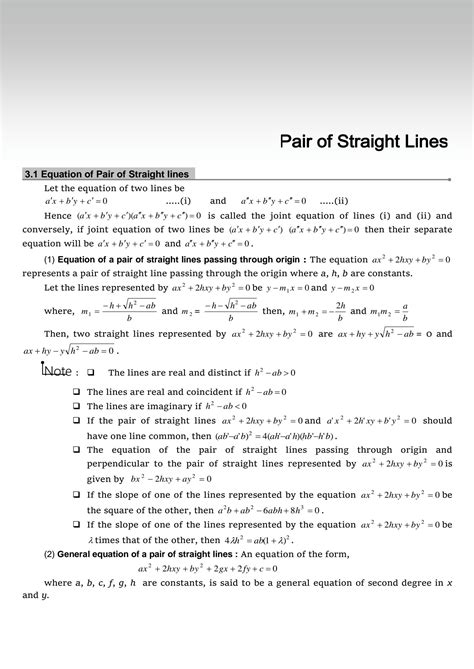 Solution Iit Jee Main Maths Notes For 2022 2023 1 Pair Of Straight