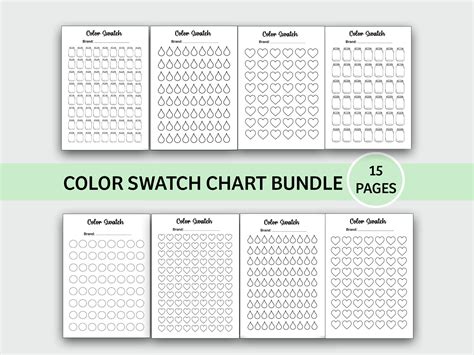 Color Swatch Chart Bundle Printable Blank Color Swatch Journal Ink Swatch 25 50 75 100