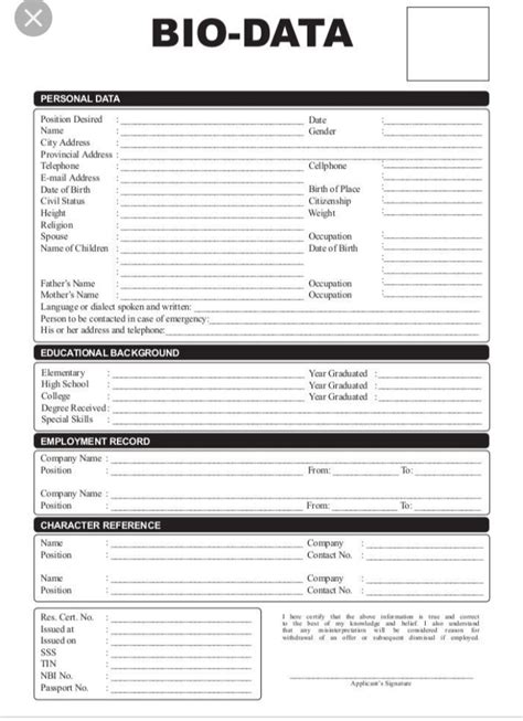 Bio Data Data Form Bio Data For Marriage