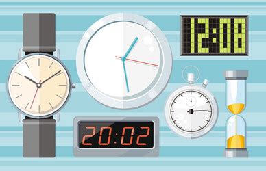 Set Clock Royalty Free Vector Image VectorStock