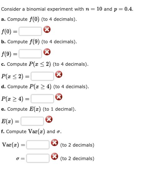 Solved Consider A Binomial Experiment With N 10 And P 0 4