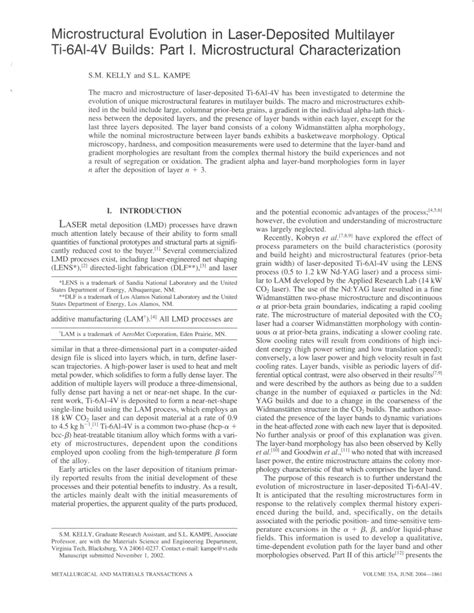 Pdf Microstructural Evolution In Laser Deposited Multilayer Ti M 4v Builds Part I