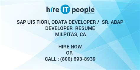 Sap Ui5 Fiori Odata Developer Sr Abap Developer Resume Milpitas Ca