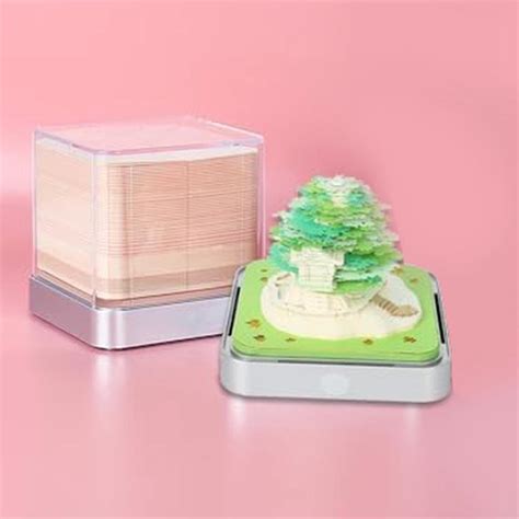 3d Notepad Desk Calendar With Lights 2024 Calendar Sakura Tree 3d Notepad Artopad Engraving