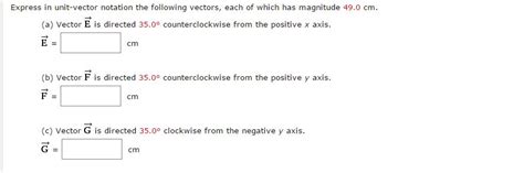 Solved Express In Unit Vector Notation The Following Chegg