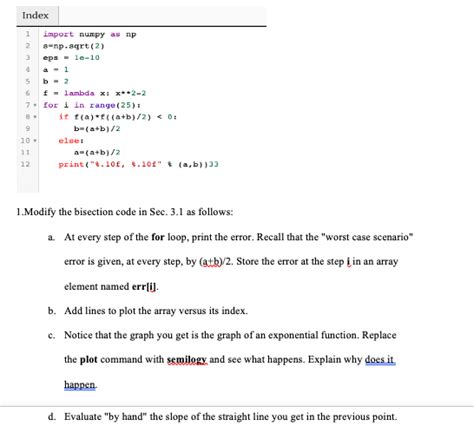 Solved 1 Modify The Bisection Code In Sec 3 1 As Follows Chegg
