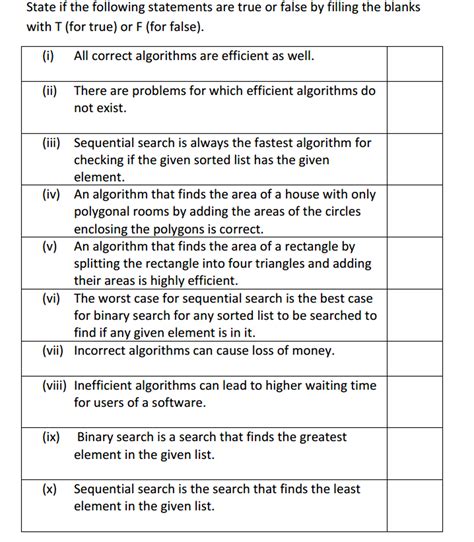 Solved State If The Following Statements Are True Or False
