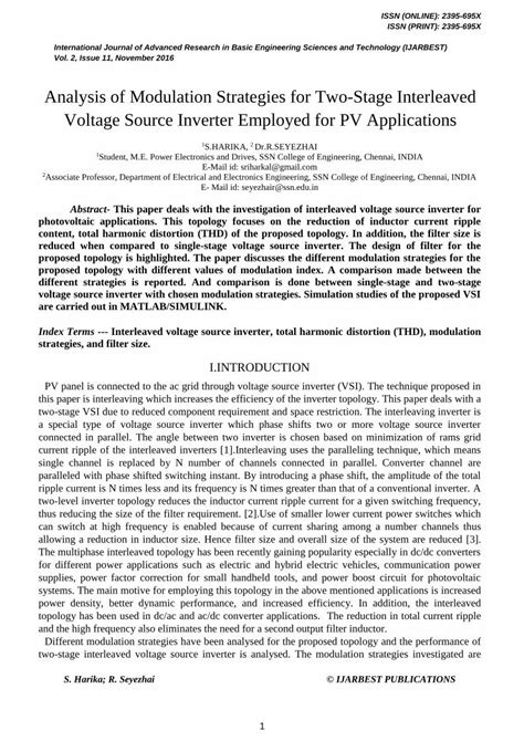 pdf analysis of modulation strategies for two stage interleaved
