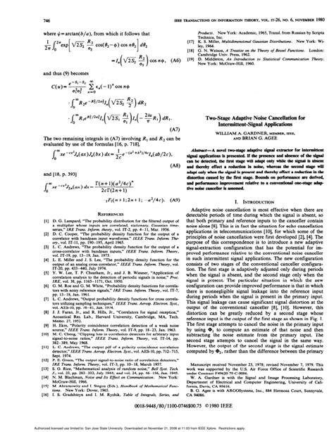 Pdf Two Stage Adaptive Noise Cancellation For Intermittent Signal