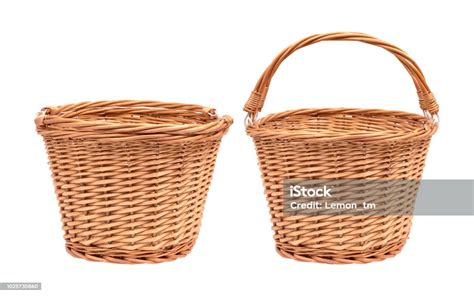 고리 버들 세공 바구니 흰색 배경에 고립입니다 나무 소재로 만든 피크닉 컨테이너입니다 가방에 대한 스톡 사진 및 기타 이미지 가방 갈색 건강한 식생활 Istock