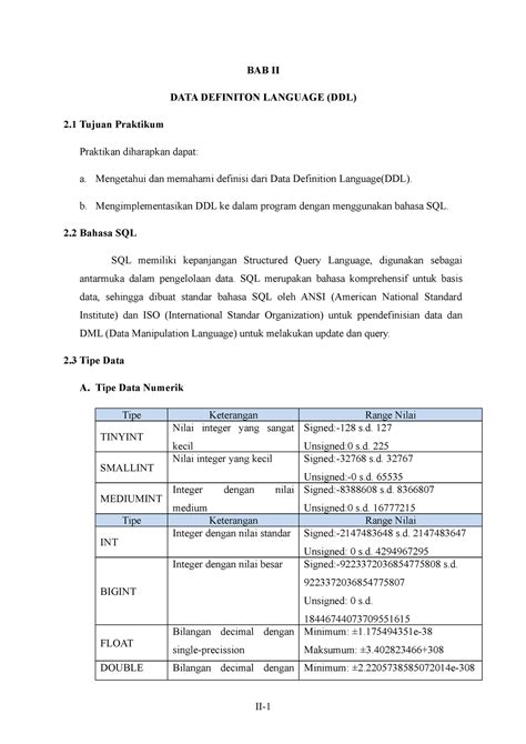 data definiton language ddl mengetahui dan memahami definisi dari