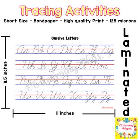 CURSIVE PRACTICE WRITING Laminated Tracing Activity Lazada PH