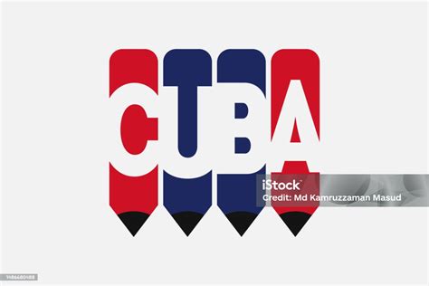 연필 기호 창의적인 아이디어 디자인이 있는 쿠바 텍스트 쿠바 국기 색상 개념 벡터 그림입니다 쿠바 타이포그래피 네거티브 스페이스 단어 벡터 그림 쿠바 국가 이름 벡터