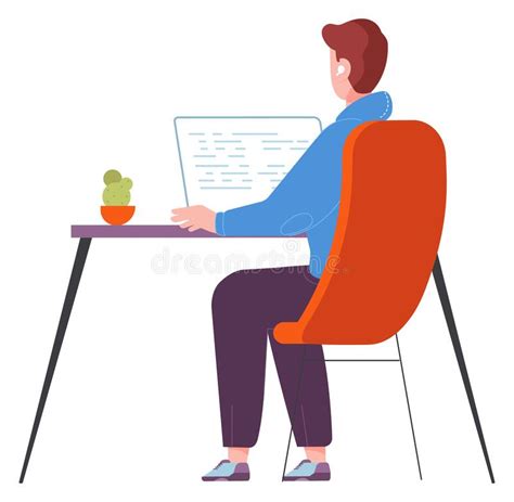 Programmer Work Back View Code Engineering Screen Stock Vector Illustration Of Business