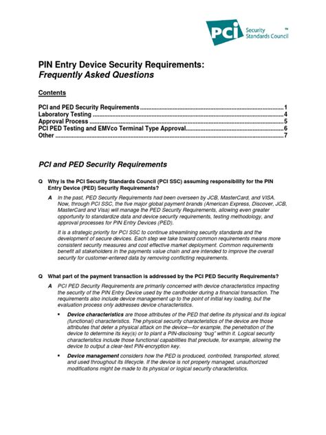 Pin Entry Device Security Requirements Frequently Asked Questions Pdf Payment Card