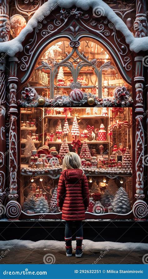 Breathtaking Candy Store Window Draws A Girl S Gaze Stock Illustration Illustration Of