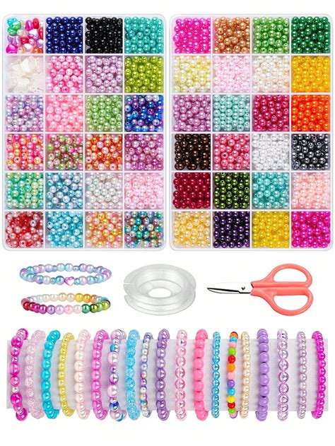 2 Boxes Jewelry Making Kit With 48 Colors Of Faux Pearls 2325pcs Multicolored Beads For