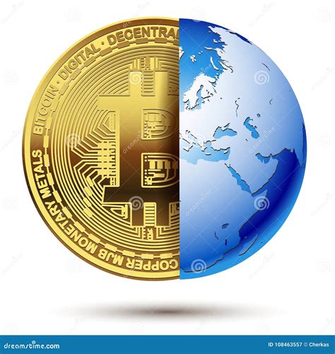 Abstract Bitcoin Inside Planet Earth Stock Vector Illustration Of