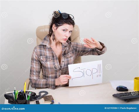 Stop Sexual Harassement In The Office Stock Photo Image Of Decollete Lady