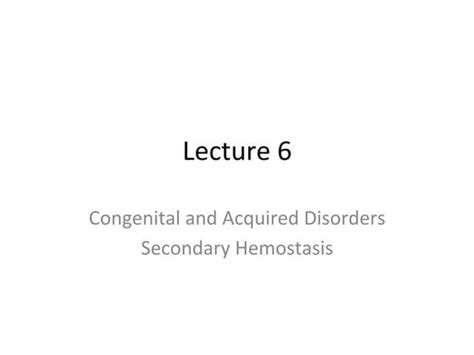 Acquired Coagulationdisorders 6bdppt