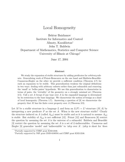 Pdf Local Homogeneity