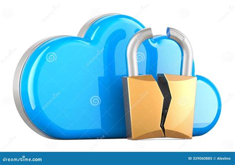 Hacking The Cloud Concept Computing Cloud With Broken Padlock 3d Rendering Stock Illustration