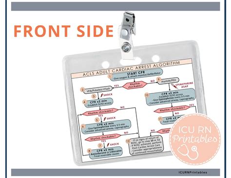 Acls Adult Cardiac Arrest Algorithm Printable Pdf Download Etsy