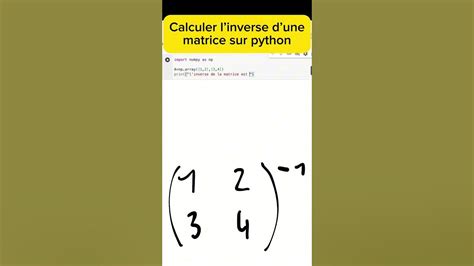 Inverser Une Matrice Avec Python Youtube